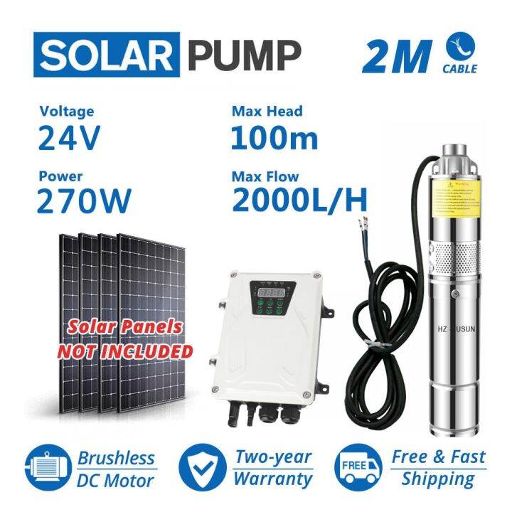 24 Volt DC Solar Submersible Deep Tube Well Water Pump Kits MPPT Controller Diy Mini Solar Panel ...