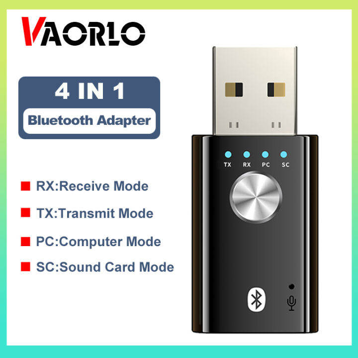 VAORLO 4 in 1 Bluetooth 5.0 Receiver Transmitter Mini Wireless USB Audio Adapter Stereo Music ...