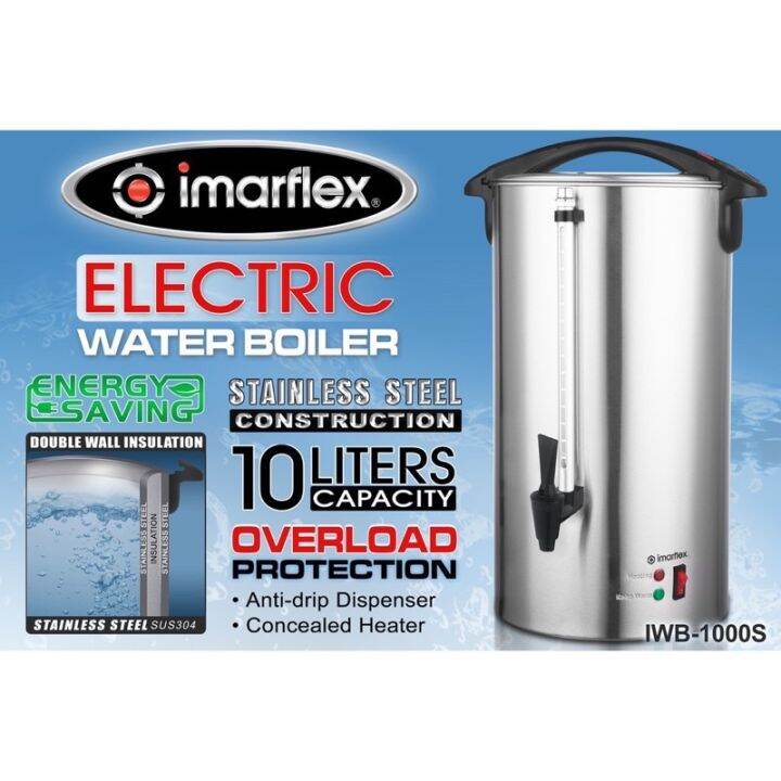 Imarflex Electric Water Boiler Energy Saving Stainless Steel 10 liters ...