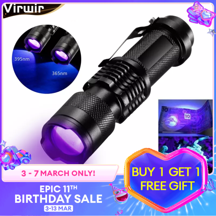 Đèn pin UV Ultra Violet Đèn pin Blacklight Light đèn kiểm tra 395/365 ...