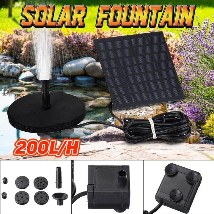 200L/h Solar Powered Fountain Pool Water Pump Watering Pond Submersible ...