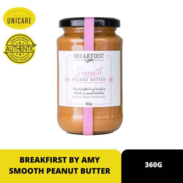 BREAKFIRST BY AMY SMOOTH PEANUT BUTTER 360G. Plant Based, Less Sweet | Lazada