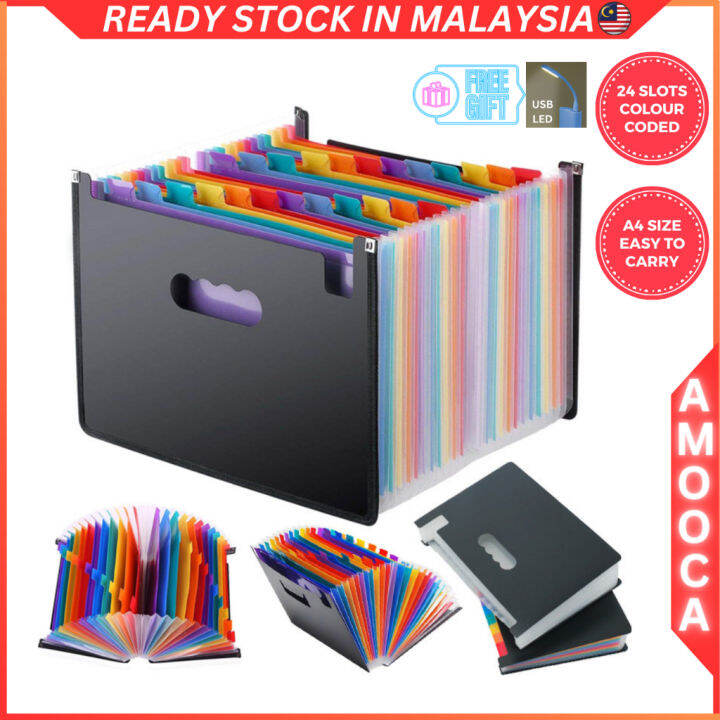 24 Pockets Expanding Multi Layer Accordian File Folder A4 Portable ...