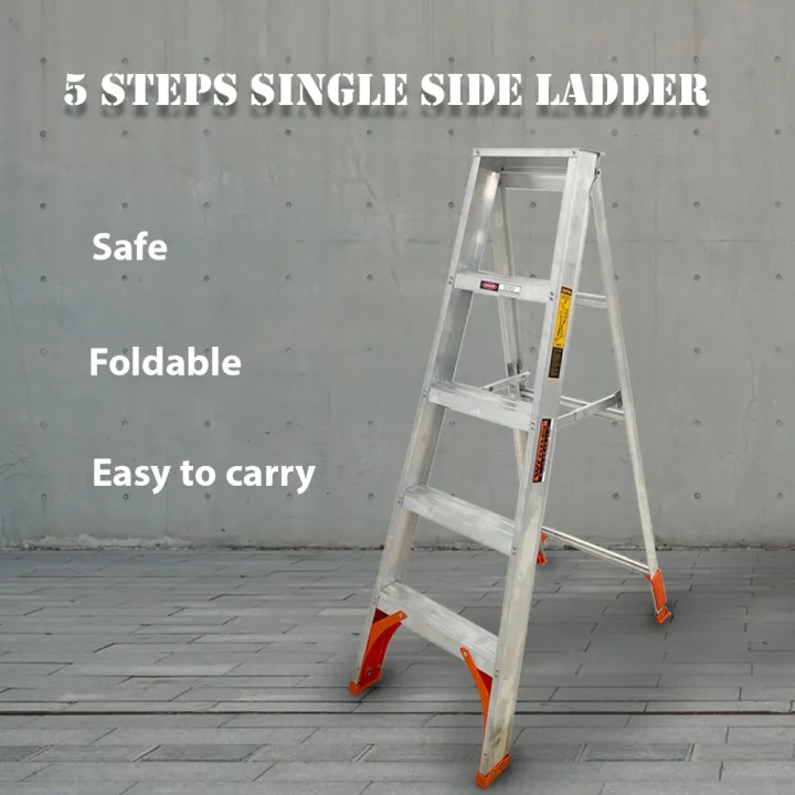 EZYD Multipurpose 5 Step Single Side Aluminium Folding Ladder / Tangga ...
