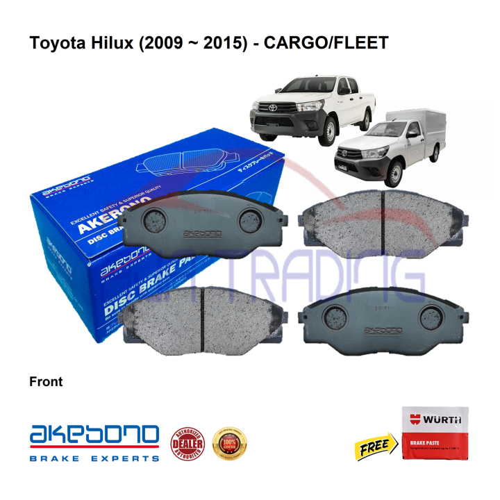 Genuine Akebono Front Brake Pads for Toyota Hilux KUN15L (2009-2015 ...