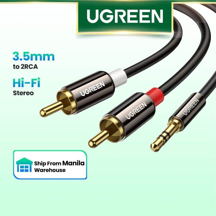 Ugreen RCA Cable HiFi Stereo 2RCA to 3.5mm Audio Cable AUX RCA Jack 3.5 ...