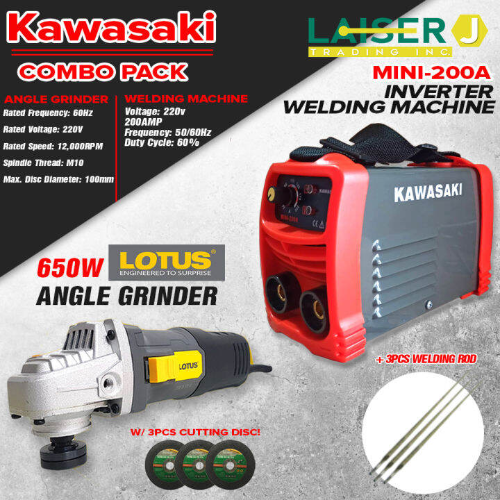 Lotus Angle Grinder 650W and Kawasaki Inverter MINI Welding Machine ...