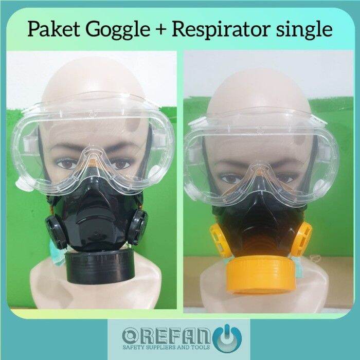 MASKER RESPIRATOR FULL FACE GOGGLE ANTI FOG DAN RESPIRATOR NP305 ...
