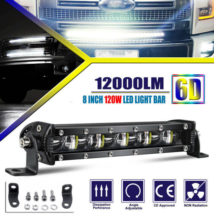 6 LED 120W 8" Projector Work Light Bar ไฟตัดหมอกสปอตไลท์ขับรถ IP67 กัน ...