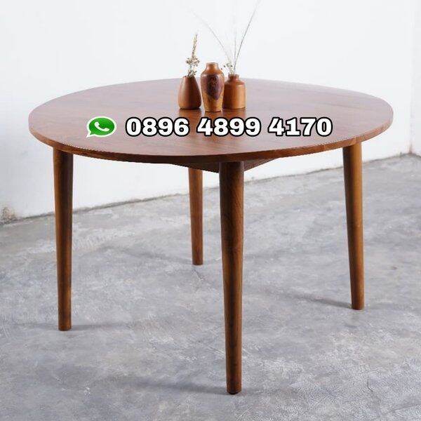 meja makan minimalis kayu jati finishing meja modern kayu jati | Lazada ...