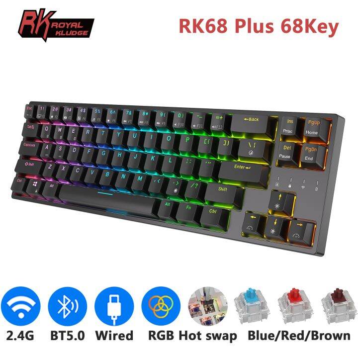 RK871/RK68 Plus 2.4G Wireless Bluetooth Mechanical Keyboard 68 Keys 65% ...