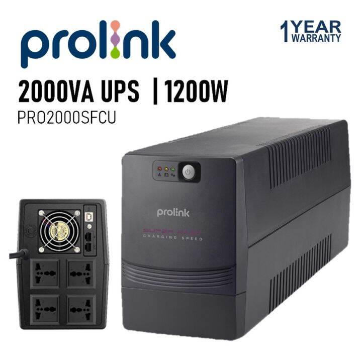 Prolink PRO2000SFCU 2000VA Power Supply UPS /AVR Universal Sockets for ...