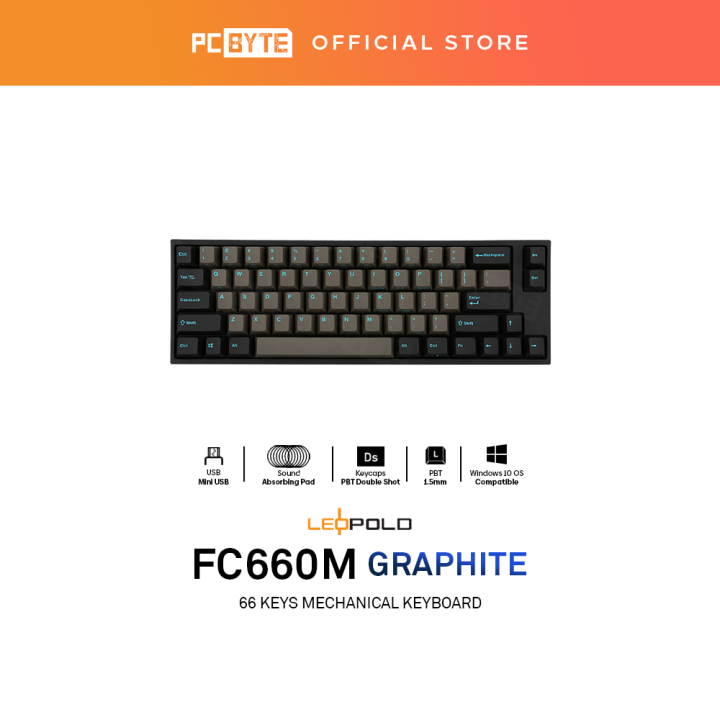 Leopold FC660M Graphite 66keys Mechanical Keyboard - (Cherry MX Red ...