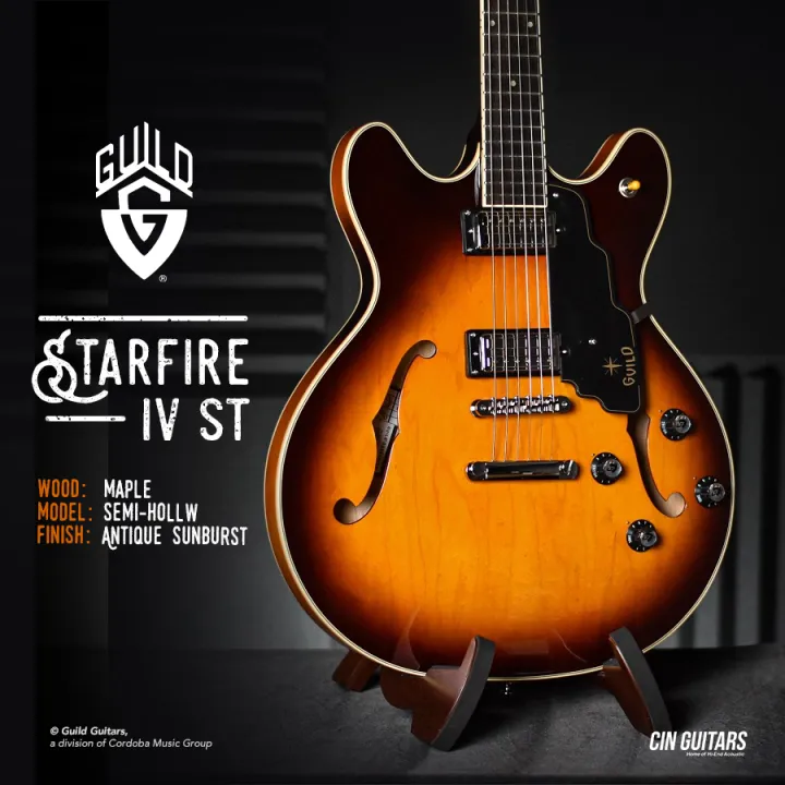 Guild Starfire IV ST Antique Sunburst กีตาร์ไฟฟ้า Semi-Hollow (Maple ...