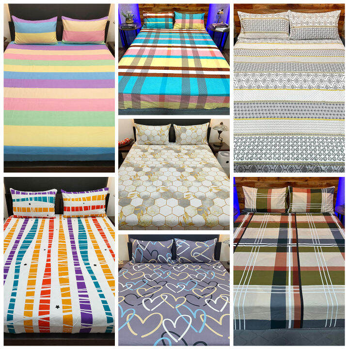 Printed Bed Sheet (Printed Canadian Cotton with 2 Pillowcase) Colorful ...