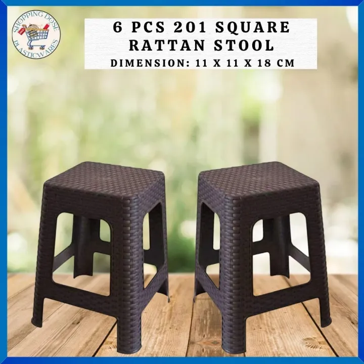 6 PCS 201 SQUARE RATTAN STOOL / SQUARE RATTAN STOOL SET/ CHAIR | Lazada PH
