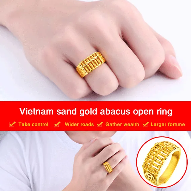 24K Gold-Plated Copper Ring Coin Gold Abacus Open Ring | Lazada PH
