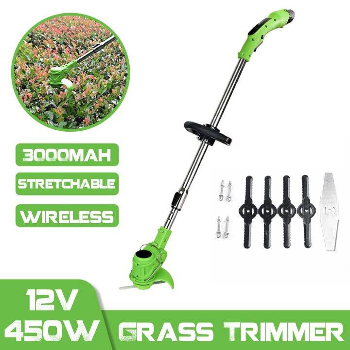 12V Lawn Trimmer with Battery, Electric Lawn Mower, Battery-Powered ...