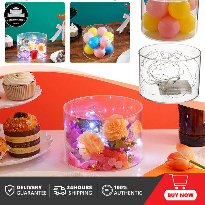 Transparent Acrylic Cake Topper Fillable Cake Spacer Round Cake Stand ...