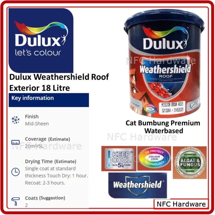 Dulux Weathershield Roof Exterior 18 Litre | Lazada