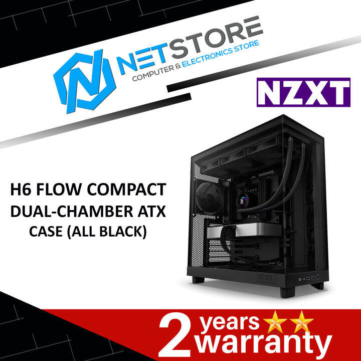 NZXT H6 FLOW COMPACT DUAL-CHAMBER ATX CASE (ALL BLACK) - CC-H61FB-01 ...
