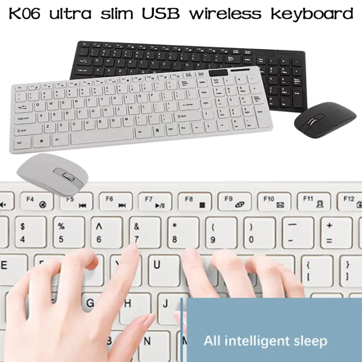 K06 ultra slim USB wireless keyboard and mouse set for laptop smart tv ...