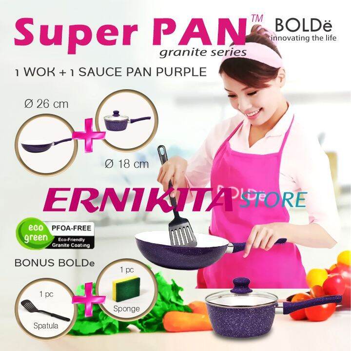 BOLDe PURPLE COOKWARE SET - Super Pan Panci Granite Coating | Lazada ...