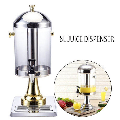 8L DISPENSER- New Juice Beverage Single Glass Dispenser with Stand Ice ...
