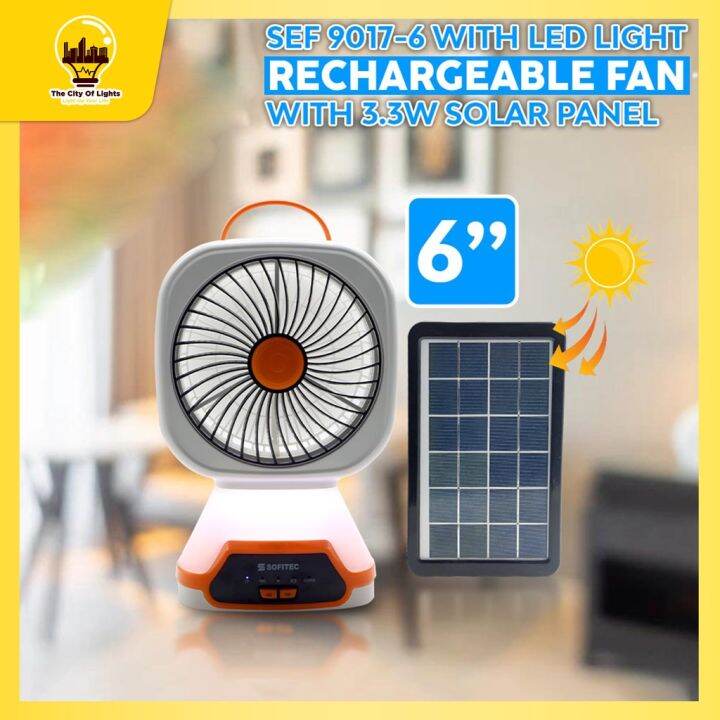 TCLS Sofitec 6'' AC/DC Operated Rechargeable Fan SEF-9017-6 with 3.3W ...