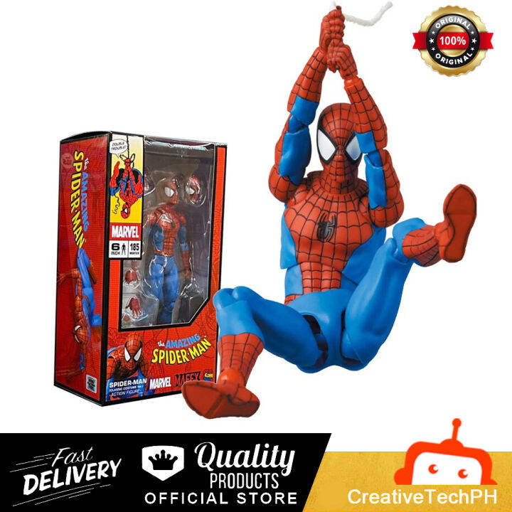 Original Mafex 185 Classic Spiderman Action Figures Toys 1/12 6 Inch Spider Man Statues Model ...