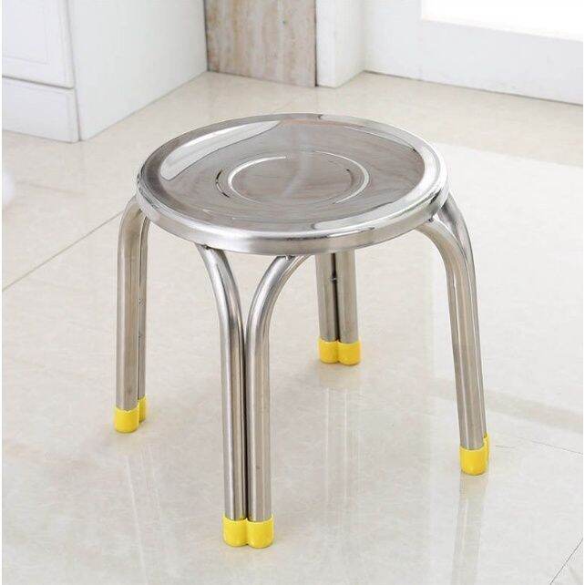 High-Quality Stainless Steel Reinforced Tall Round Four-Legged Stool ...
