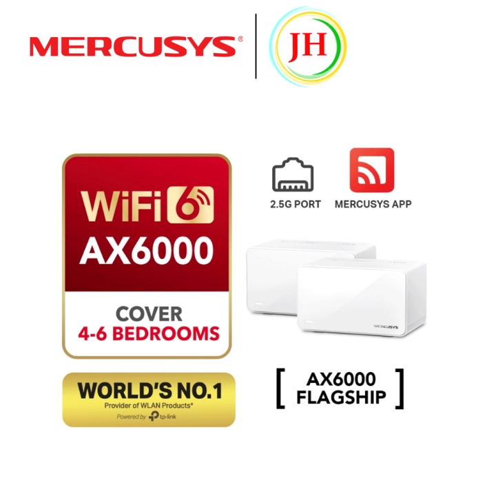 Mercusys AX6000 2.5G Port Whole Home Mesh WiFi 6 Router System Halo ...