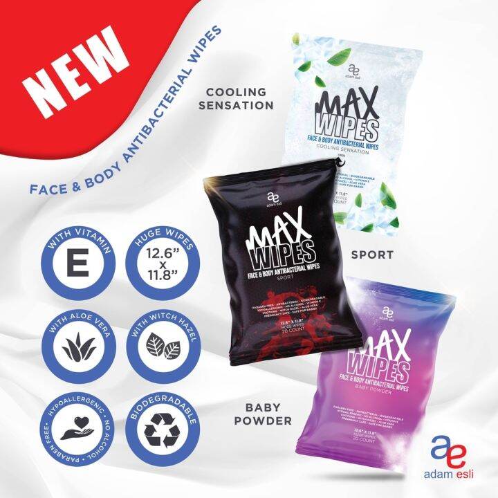 Adam Esli Max Wipes Face Body Wipes | Lazada PH