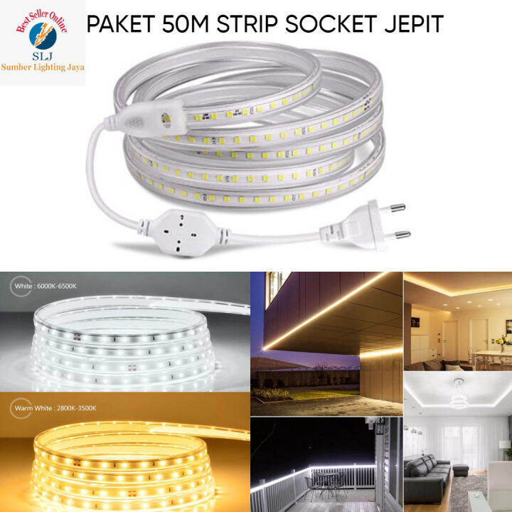 PAKET 50M LAMPU LED STRIP SOCKET JEPIT / LED STRIP KHUSUS 50M / LAMPU ...