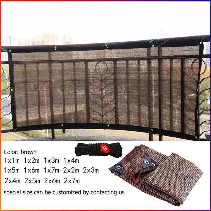 Brown Balcony Sun Shade Net Shelter Privacy Screen Breeze Sewing Buckle ...