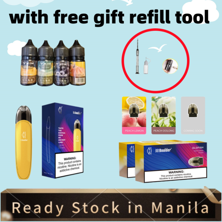 （1 free refill tool + 1vap + 4 pods + 30ml refill juice） boulder refill ...