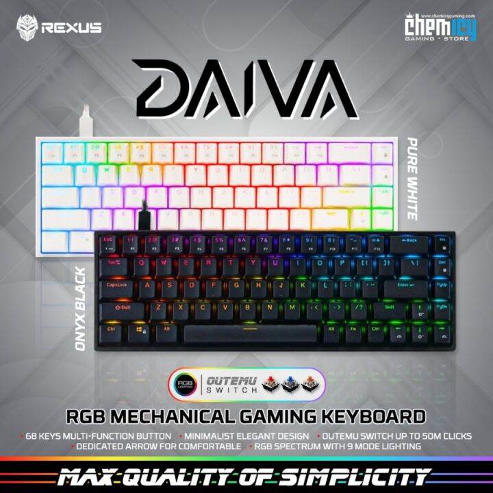 Rexus DAIVA RX-D68 RGB 68% Hotswappable Mechanical Gaming Keyboard ...