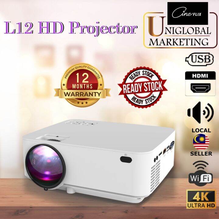 【Malaysia Stock】L12 Smart Projector 4K Support HD Small PROJECTOR LCD720P FULL HD Home Cinema ...