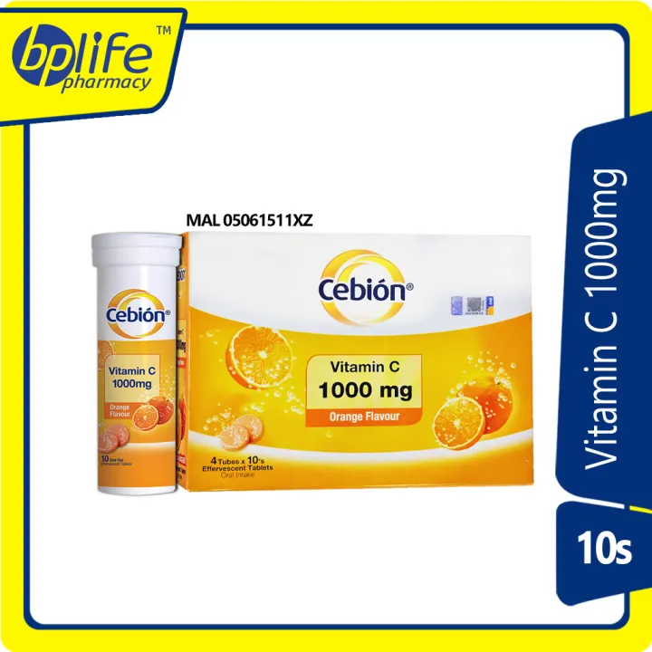Cebion Vitamin C 1000mg Effervescent 4 Tubes x 10s / 1 Tubes x 10’s | Lazada