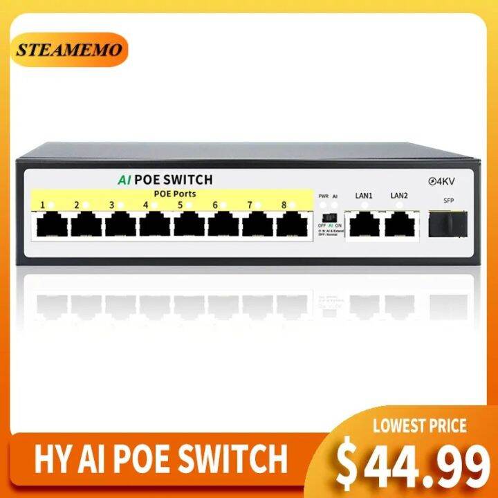 STEAMEMO 8 Port SFP POE Switch Gigabit Uplink 48V Ethernet Switch Built ...