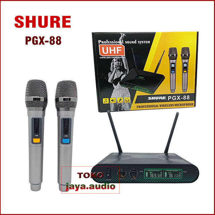 Mic Wireless SHURE PGX88 Mik Vokal Dua Microphone Pegang Mic Panggung ...