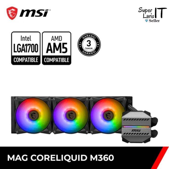 MSI MAG CORELIQUID M360 Fan processor Liquid Cooler 3 Fan RGB 360mm | Lazada Indonesia