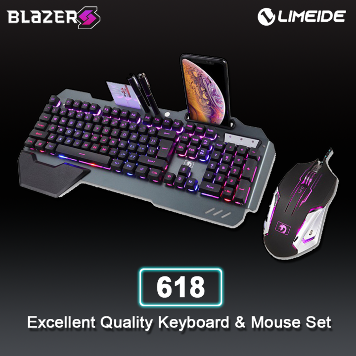Blazers 618 Wired Gaming Keyboard and Mouse Set Mechanical 16 Backlit ...