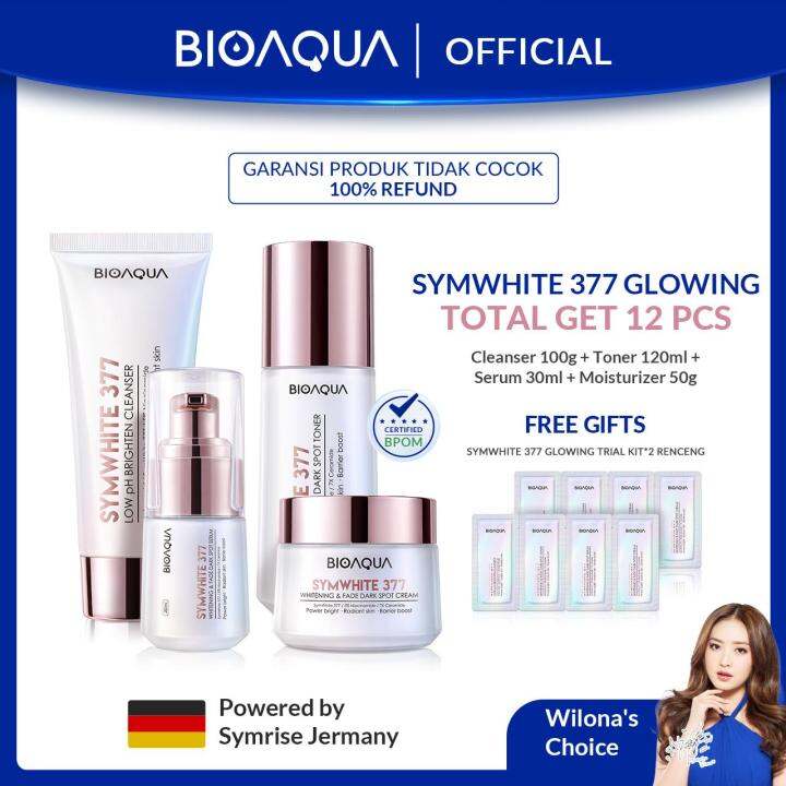 COD BPOM BIOAQUA SymWhite 377 Whitening & Fade Dark Spot Kit Cleanser 100g & Toner 120ml & Serum ...