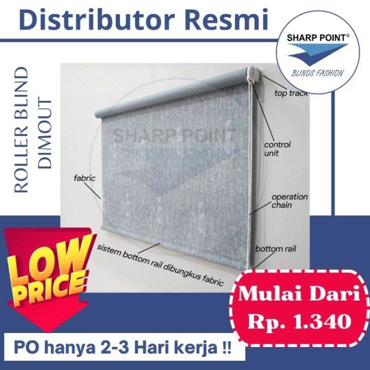 Roller Blind Dimout, Tirai Gulung Minimalis, Roller Blind Sharp Point ...