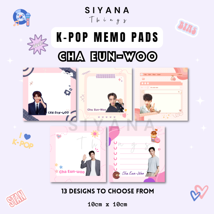 ASTRO Cha Eunwoo Memo Pads | Handmade Memo Pads | 30 sheets, 50 sheets ...