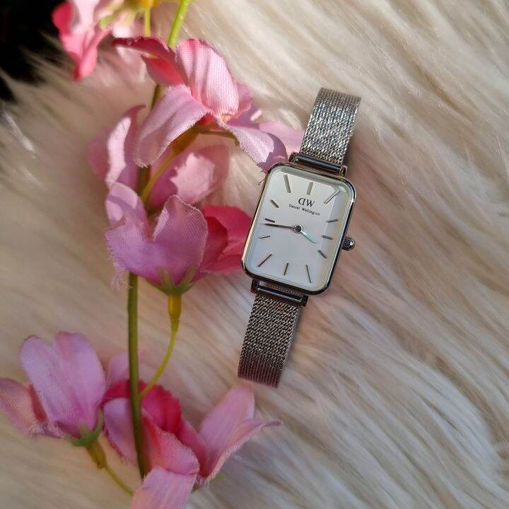 Quadro Pressed 26mm White Sterling Silver Watch DW00100438 With 1 Year ...