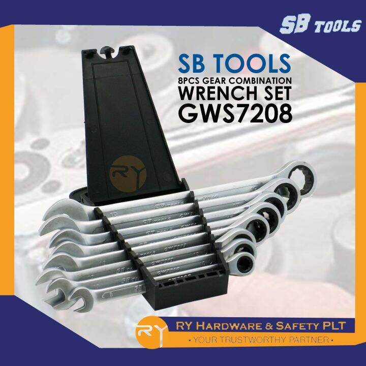 SB TOOLS | GWS 7208 8 PCS COMBINATION GEAR WRENCH SET | SET PERENGKUH PELBAGAI SAIZ 8-19 ...