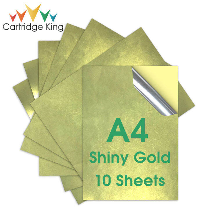 10 Sheets Shiny Gold Printable Vinyl Sticker Paper A4 Printer Paper ...