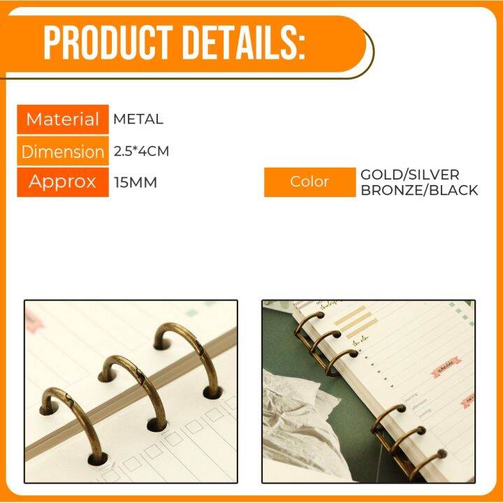 【YJ9u3Ft5】durable 3 Hole Metal Clip Book Rings Loose Leaf Binder Binder ...
